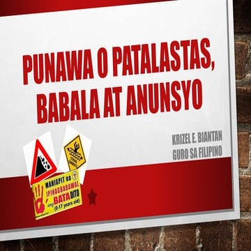 Punawa o patalastas, Babala AT Anunsyo.pptx