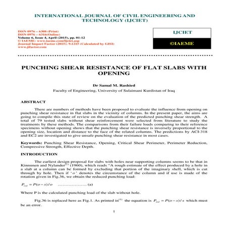 PUNCHING SHEAR RESISTANCE OF FLAT SLABS WITH OPENING | PDF