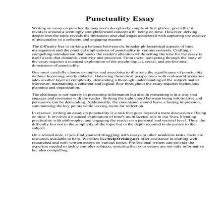 Punctuality Essay. How to write an essay on Punctuality Punctuality ...