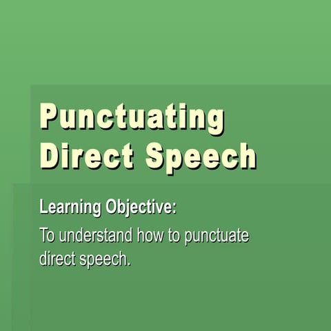 Punctuating direct speech | PPT