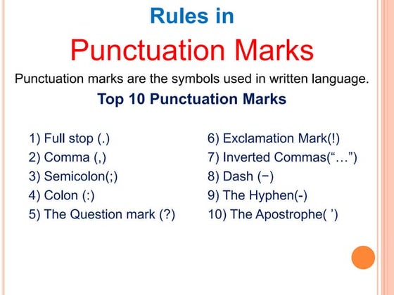 Punctuation Marks in English Grammar | PPTX | Internet for Beginners ...