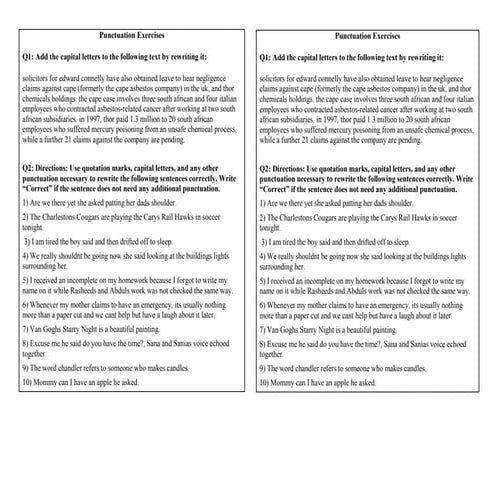 Punctuation Exercises (various) - word (editable) | PPT