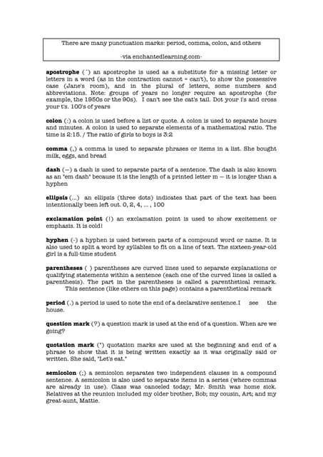 Punctuations and their use | PPT