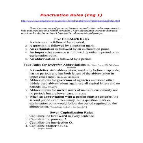 Punctuation rules | PDF