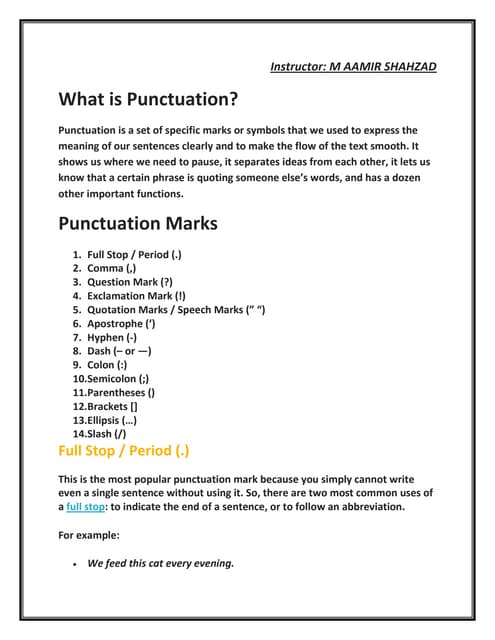 Punctuation Marks in English Grammar | PPTX | Internet for Beginners ...