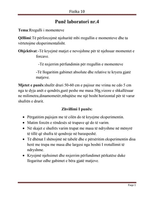 Rregulla të përgjithshme gjatë punës në laborator | DOCX