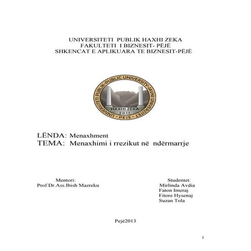 Punim seminarik ne menaxhment | DOC