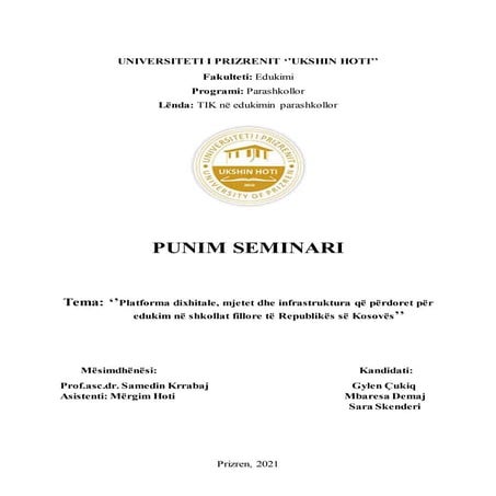 Punim Seminari Ne Lenden e Teknologjis | DOCX