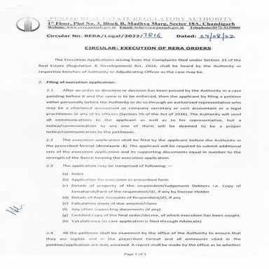 Punjab RERA Execution of Orders | PDF