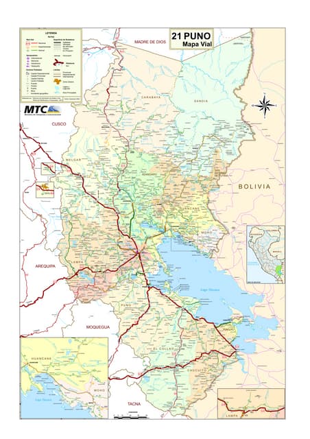 Mapa vial del departamento de Puno