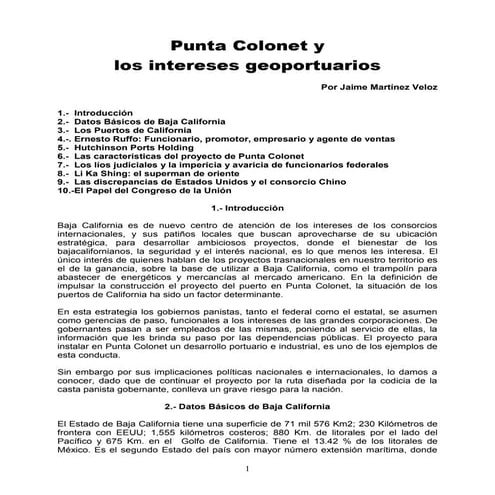 PUNTA COLONET Y LOS INTERESES GEOPORTUARIOS | PDF