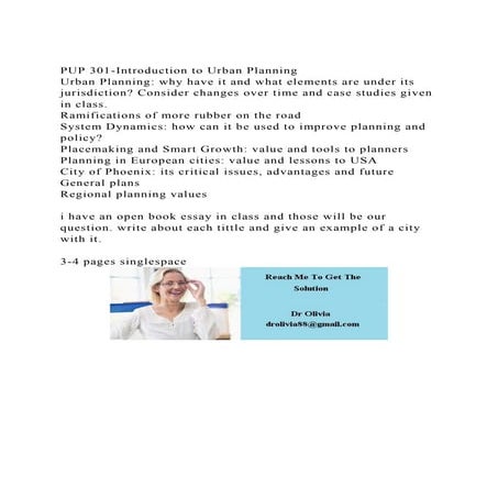 PUP 301-Introduction to Urban Planning Urban Planning why have .docx