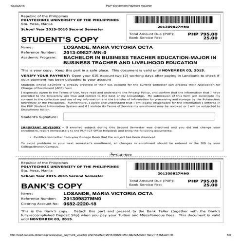 Pup enrollment payment voucher | PDF