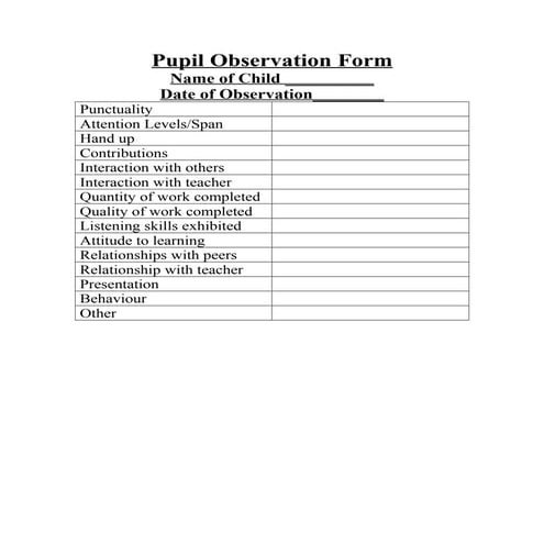 Pupil observation form | DOC