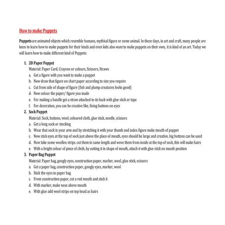 How to make Puppets | DOCX