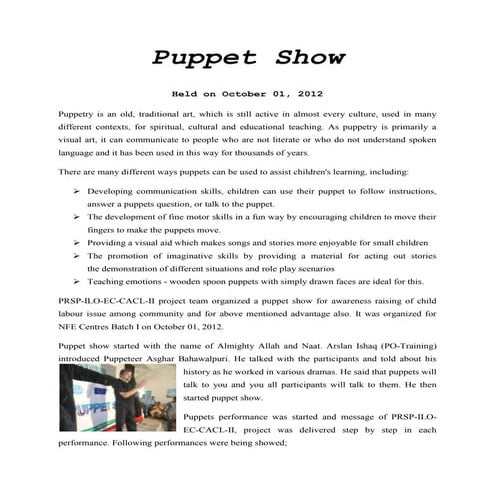 Puppet show | DOCX | Family/Children | Genres