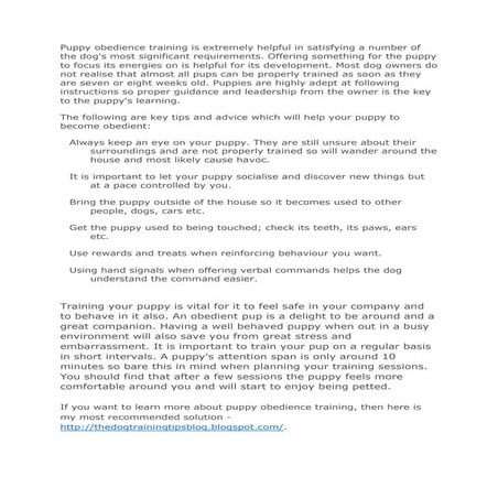 Puppy obedience | PDF