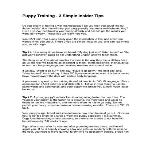 PUPPY TRAINING | PDF