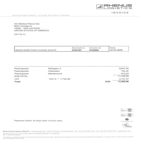 Purchase invoice fridge 6102662 | PDF