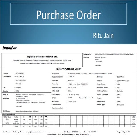 Purchase Order : Exporter , Importer, Buying Agent | PPT
