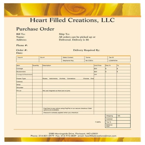 Purchase Order Form Prom 2010 | PDF