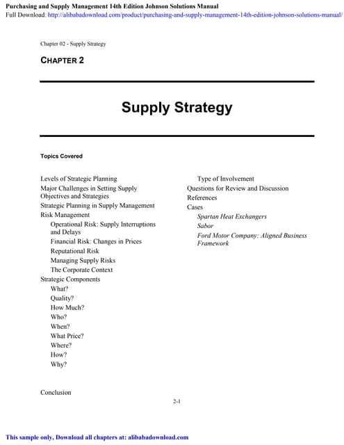 Questions and Answers for Supply Chain Management: Strategy, Planning ...