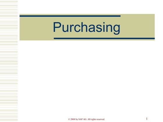 Purchasing Management with SAP | PPT