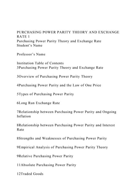 Purchasing power parity theory | PPTX