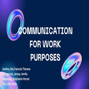 Communication For Work Purposes Workplace Communication | PPTX
