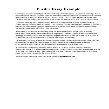 Purdue Essay Example. thesis statement for argumentative essay: Purdue ...