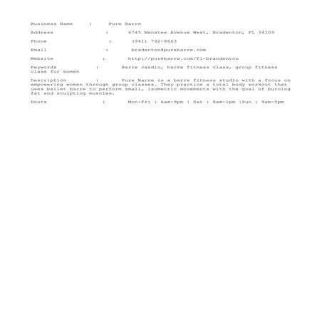 Pure barre 6745 manatee avenue west - | PDF