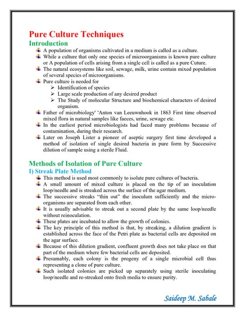 Pure culture techniques | PPTX | Infectious Diseases | Diseases and ...