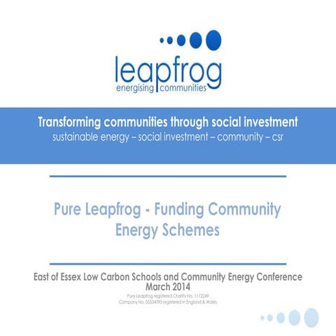 Pure Leapfrog: Funding Community Energy Schemes | PPTX | Business ...