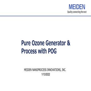Pure ozone generator & process with POG（english) | PPTX
