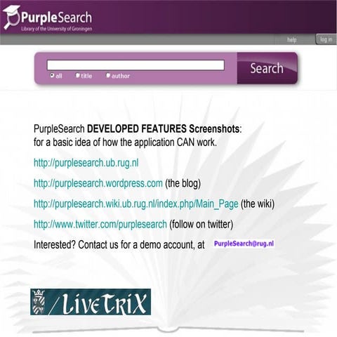 PurpleSearch DEVELOPED FEATURES Screenshots | PPT | Search | Internet