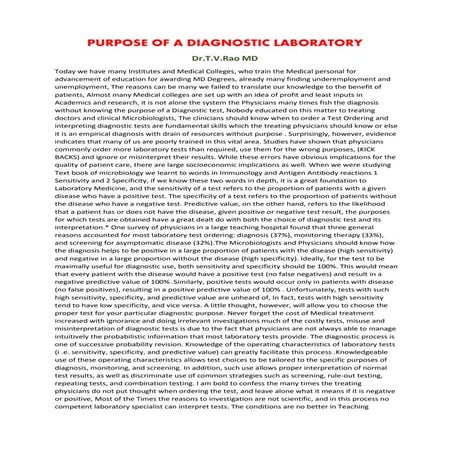PURPOSE OF A DIAGNOSTIC LABORATORY | PDF