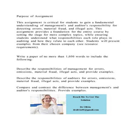 Purpose of AssignmentThis assignment is critical for students to | DOCX