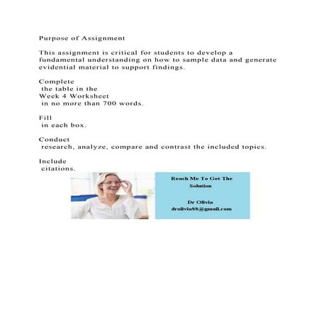 Purpose of AssignmentThis assignment is critical for students to.docx ...