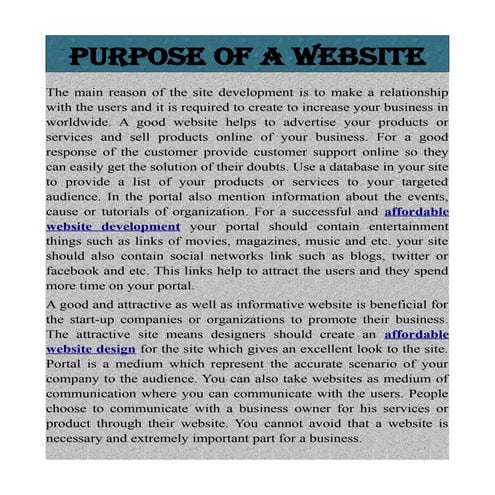 Purpose of a website | PDF