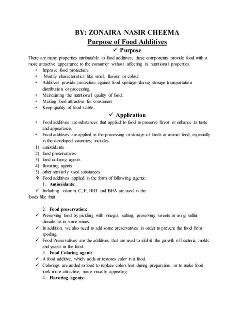 Types of food additives | PPTX