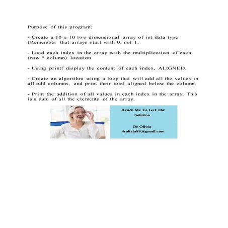 Purpose Of This Program Create A 10 X 10 Two Dimensional Array Pdf