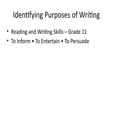 Understanding Common Purposes of Writing | PPTX
