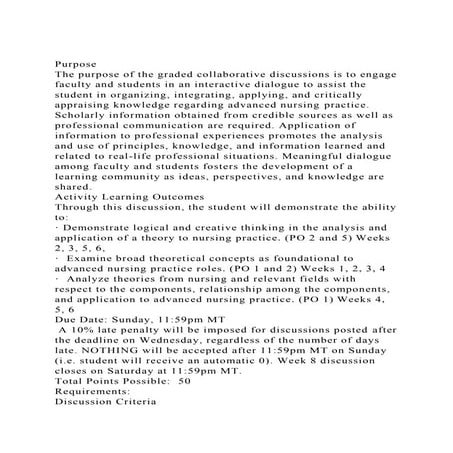 DNP Discussion Guidelines and Rubric PurposeThe purpose o | DOCX