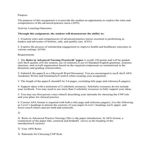 PurposeThe purpose of this assignment is to provide the student an opp.docx