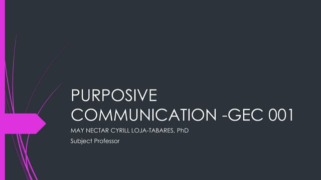 Lesson 1 purposive communication | PDF