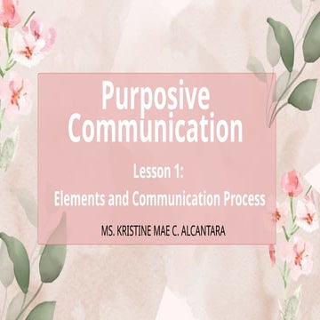 Purposive Communication Lesson 1: Nature, Elements, and Functions of Verbal and Non-verbal ...