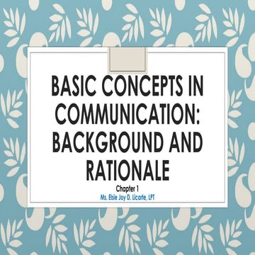 Purposive Communication: Basic Concepts in Communication | PDF