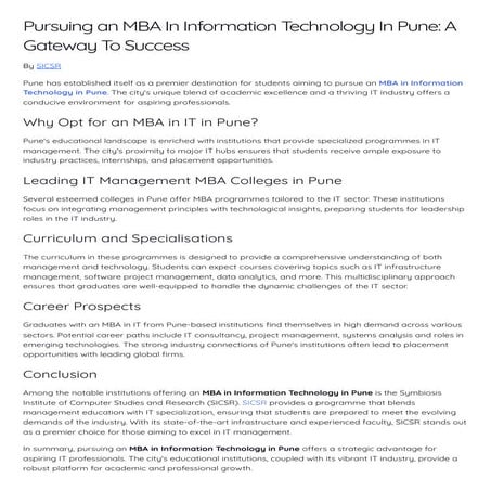 Pursuing an MBA In Information Technology In Pune.pdf