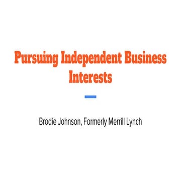 Pursuing Independent Business Interests: Brodie Johnson, Formerly ...