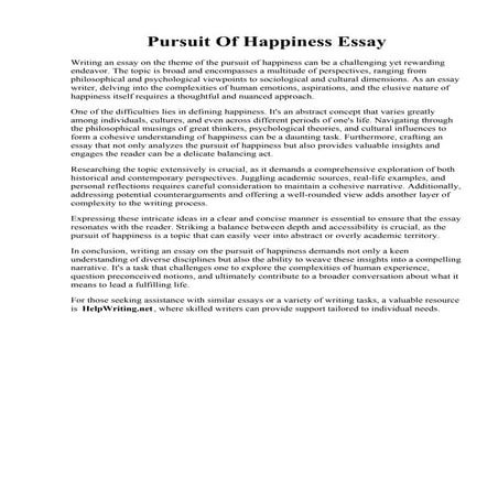 Pursuit Of Happiness Essay | PDF